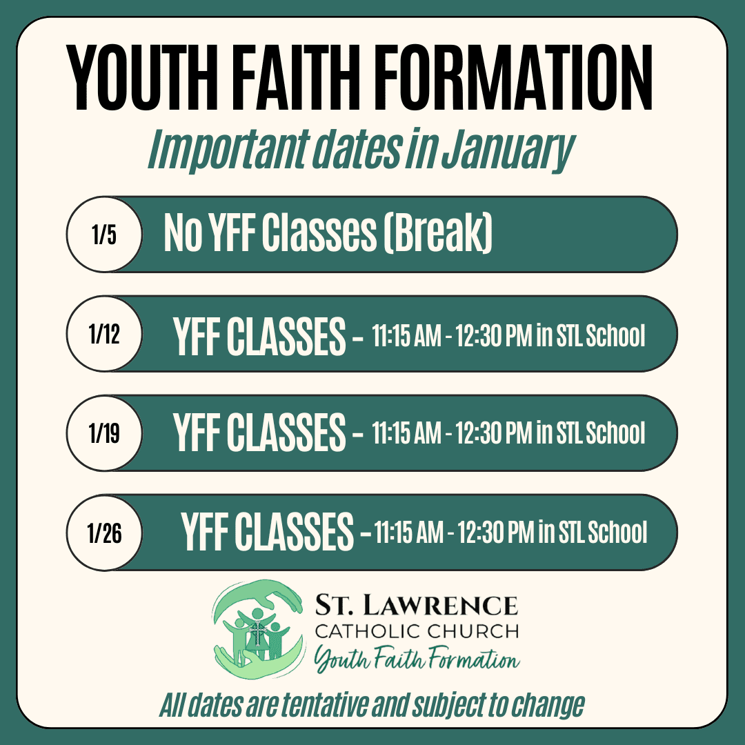 Youth Faith Formation 24-25 Tentative Schedule – St. Lawrence Catholic ...