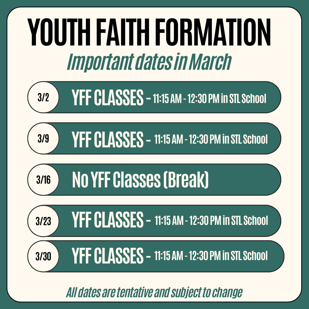 Youth Faith Formation 24-25 Tentative Schedule – St. Lawrence Catholic ...