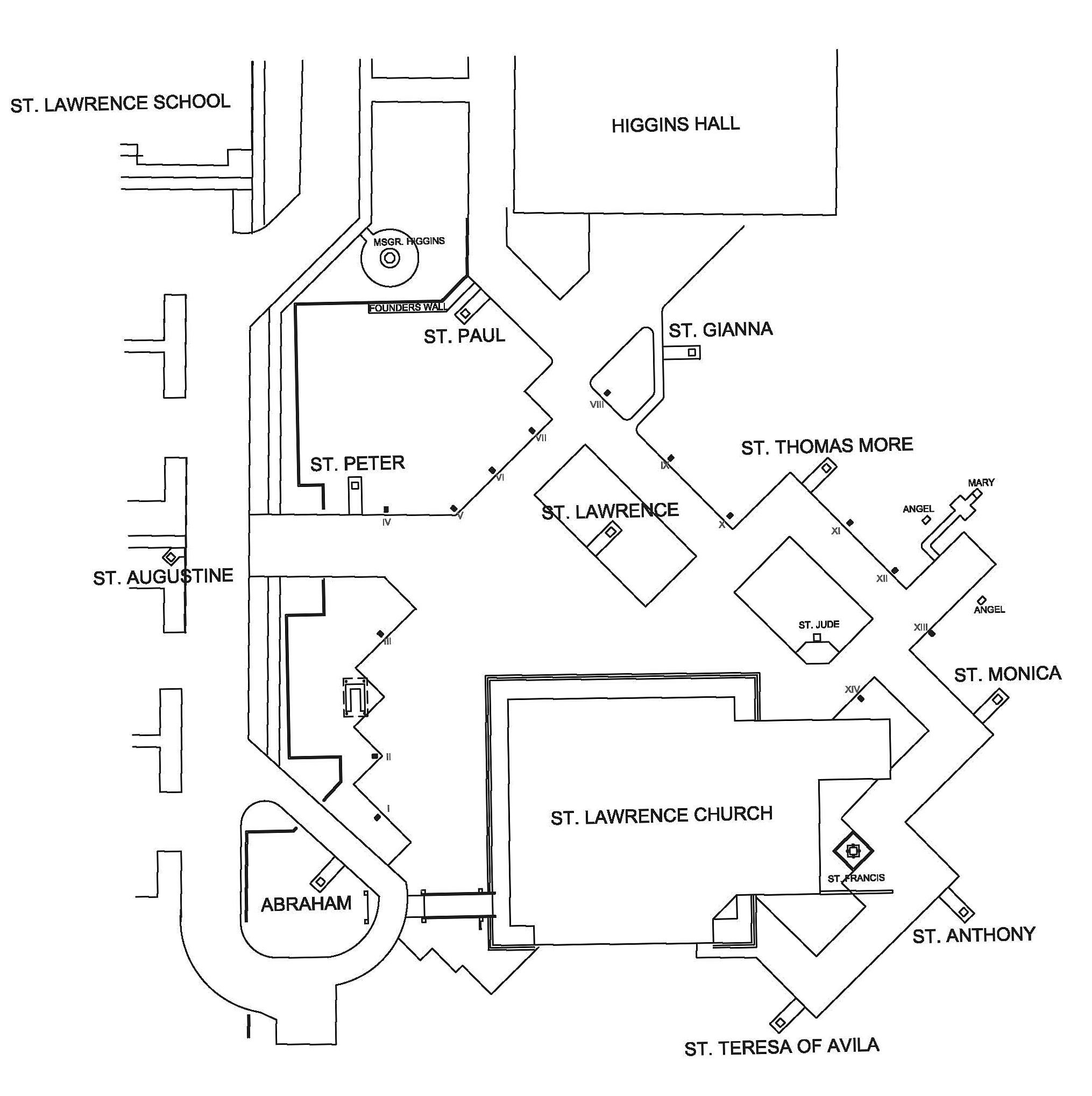 Map of Statues – St. Lawrence Catholic Church