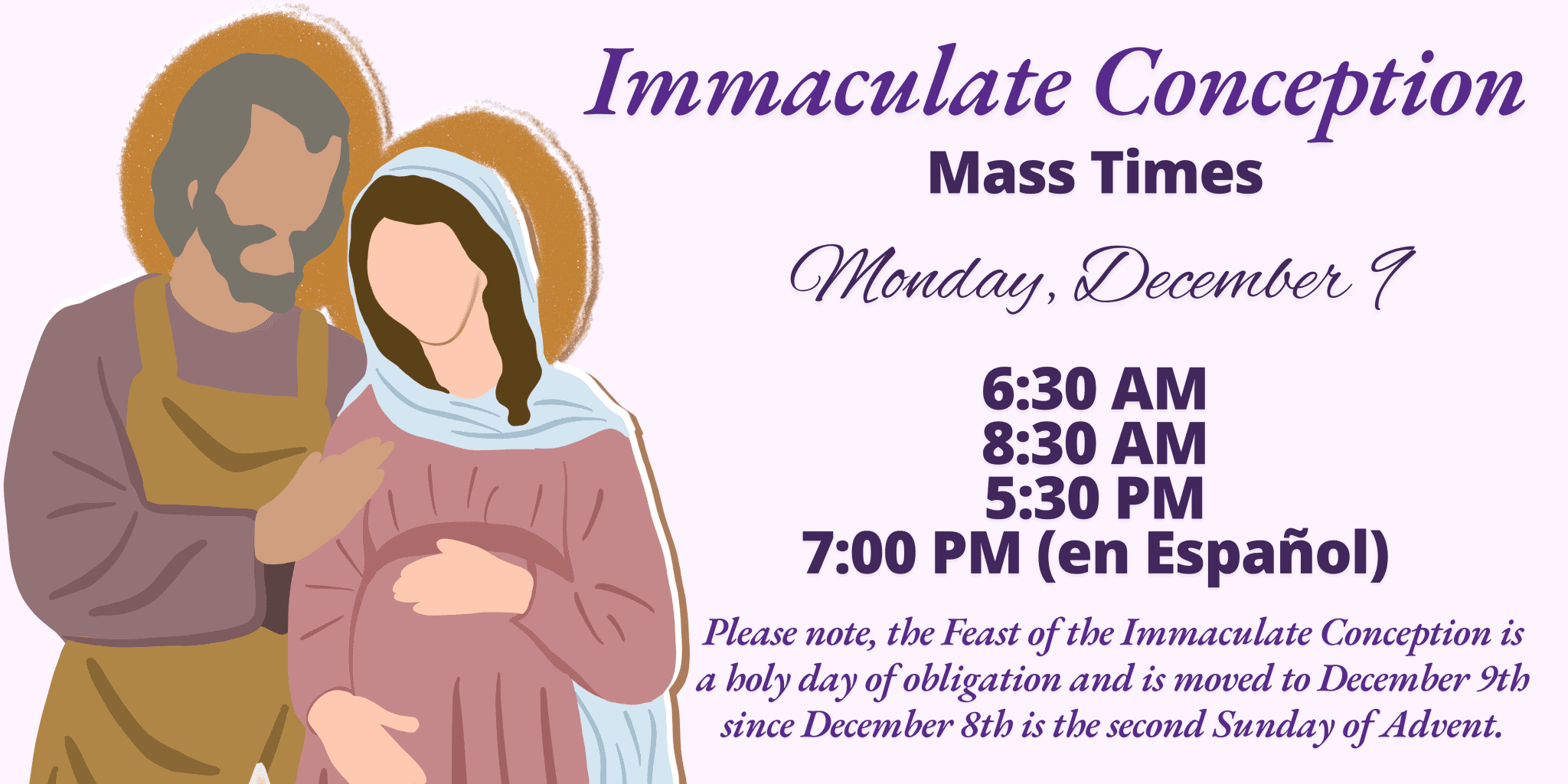 Immaculate Conception Mass Times – St. Lawrence Catholic Church