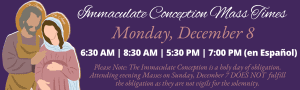 Immaculate Conception Mass Times – St. Lawrence Catholic Church